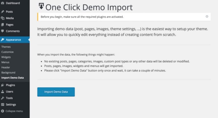 One Click Demo Import – DocsPress